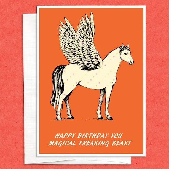 Magical Pegasus Birthday Card Funny Greeting Card Card for - Etsy