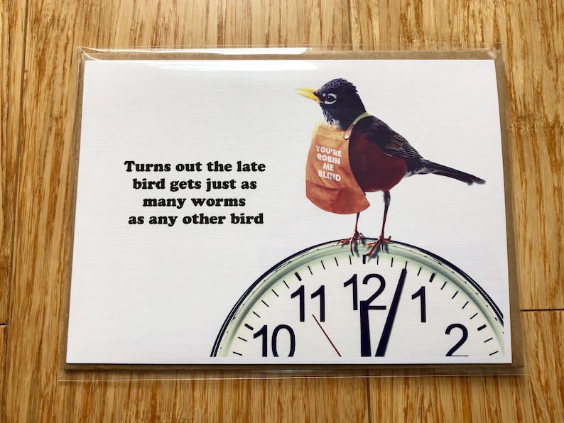Funny Belated Birthday Card, Late Bird Greeting Card - Etsy
