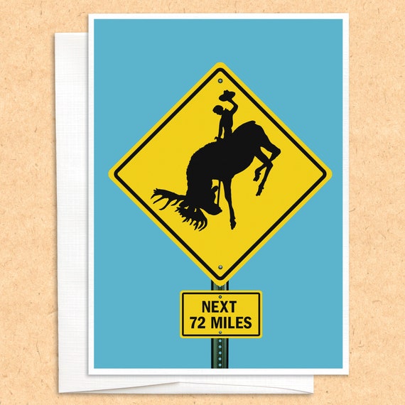 Moose Rodeo Crossing Sign Card Funny Greeting Card Animal | Etsy