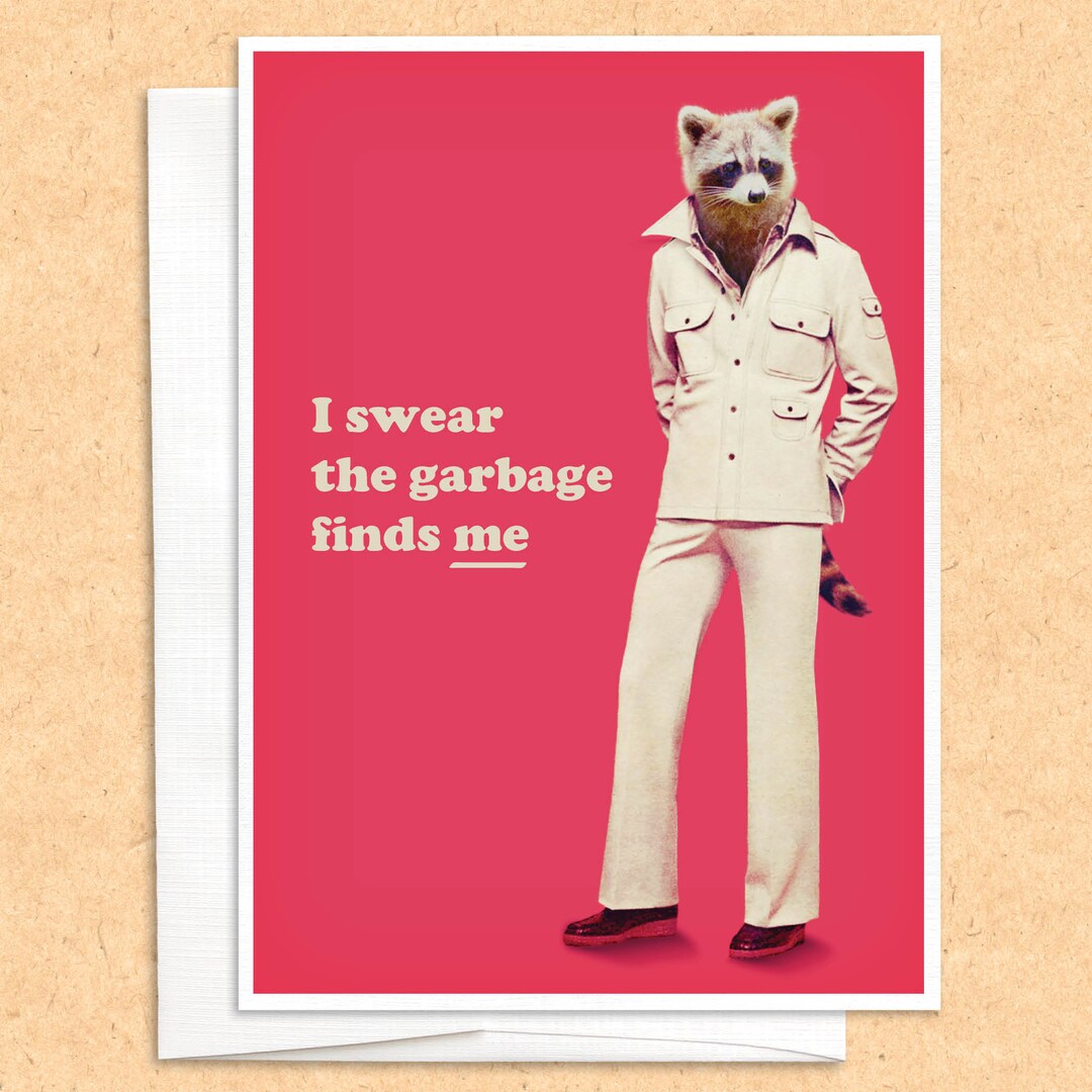 Raccoon Garbage Card, Funny Greeting Card, Animal Card, Humor ...