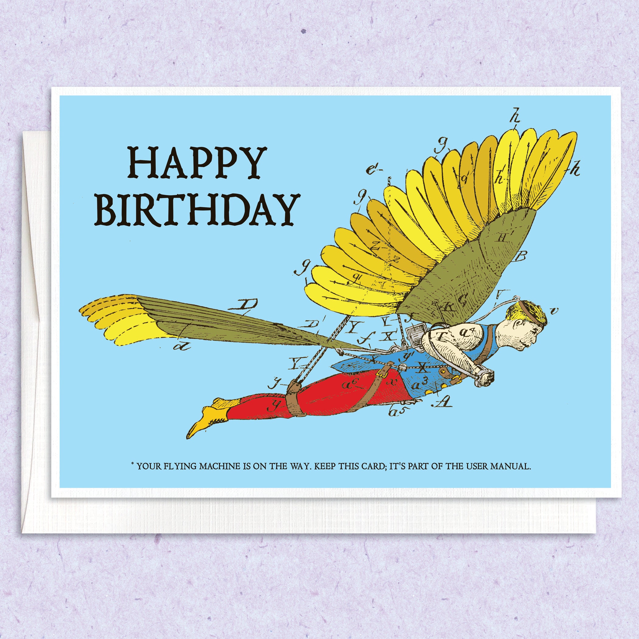 Funny Flying Machine Birthday Card: Quirky Humor - Etsy