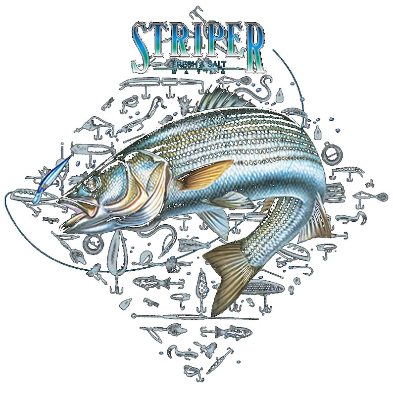 Striper Fish With Diamond Background Adult Unisex T-shirt in Regular ...
