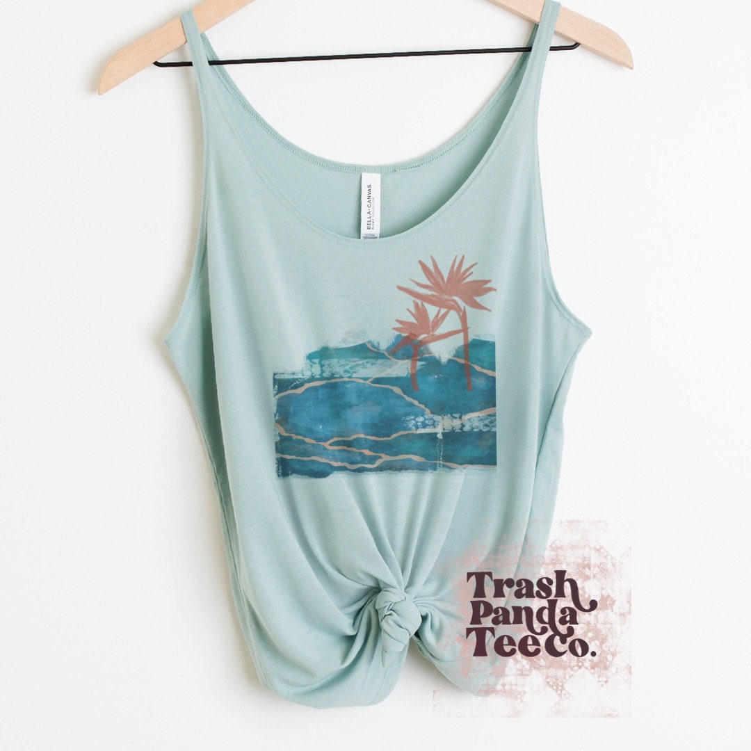Turquoise Water Slouchy Loose Lightweight Womens Tank Flattering ...