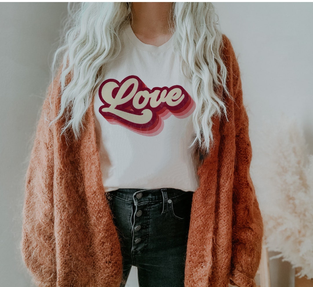 Womens Love Retro Vintage Style Valentines Day T-shirt - Etsy