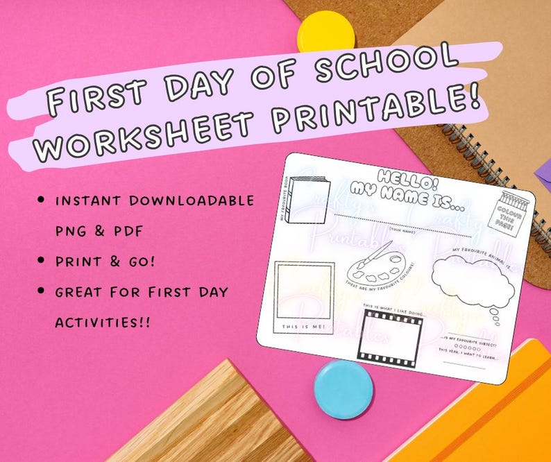 PRINTABLE Colouring Sheets BACK to SCHOOL Supplies Teachers First Day ...