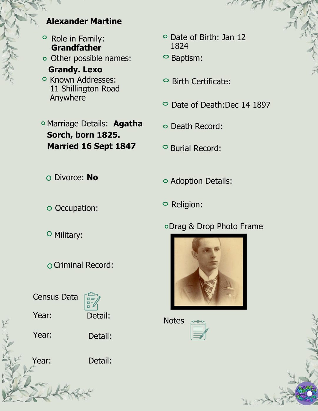 Family History Template, 2 Template to Aid Your Family Researcher ...