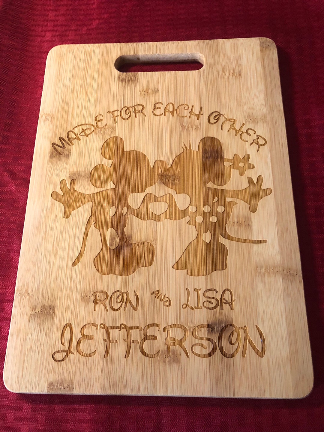 Personalized Disney Mickey and Minnie Mouse Kissing Cutting Board ...
