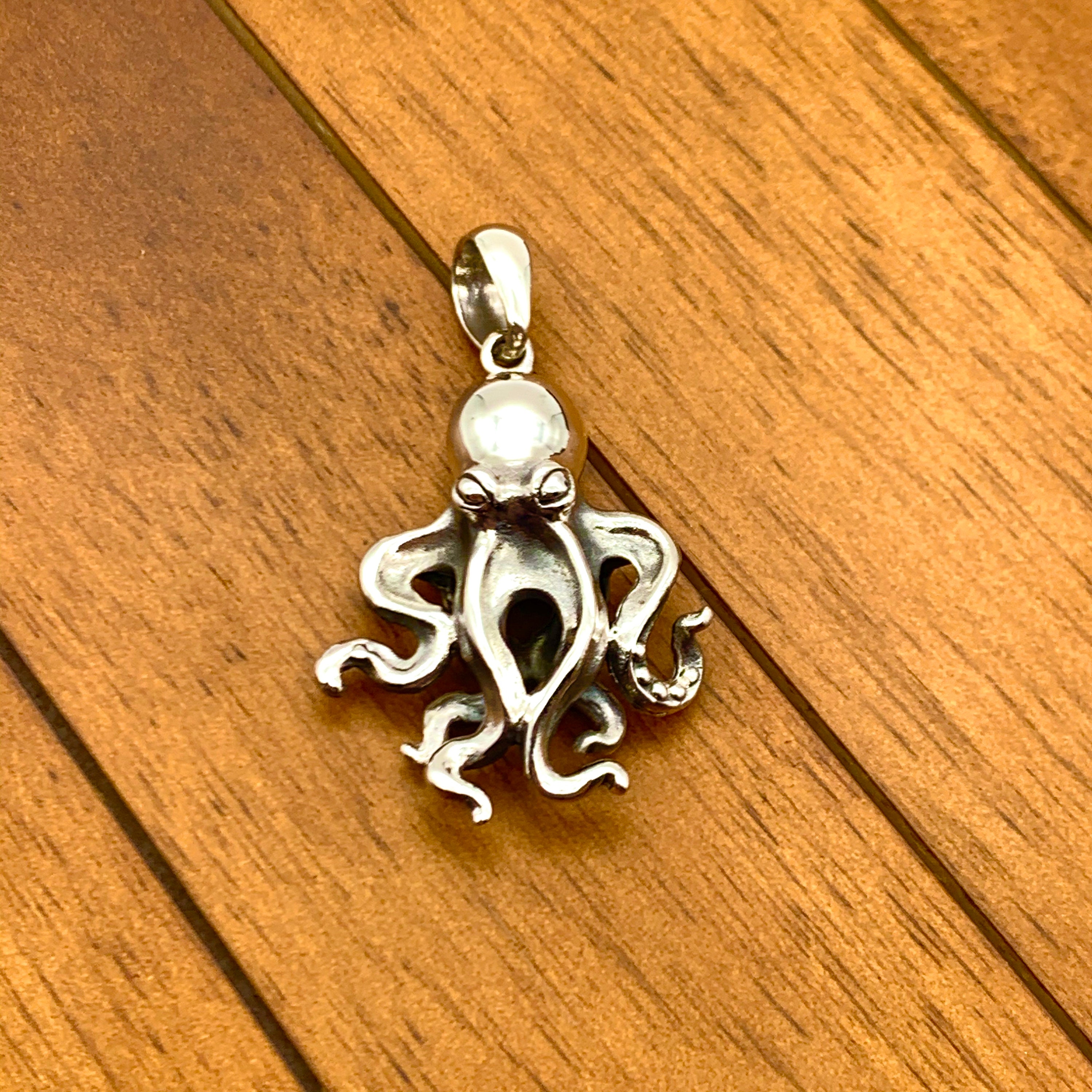 Silver Octopus Pendant Realistic Solid 925 Sterling Silver | Etsy
