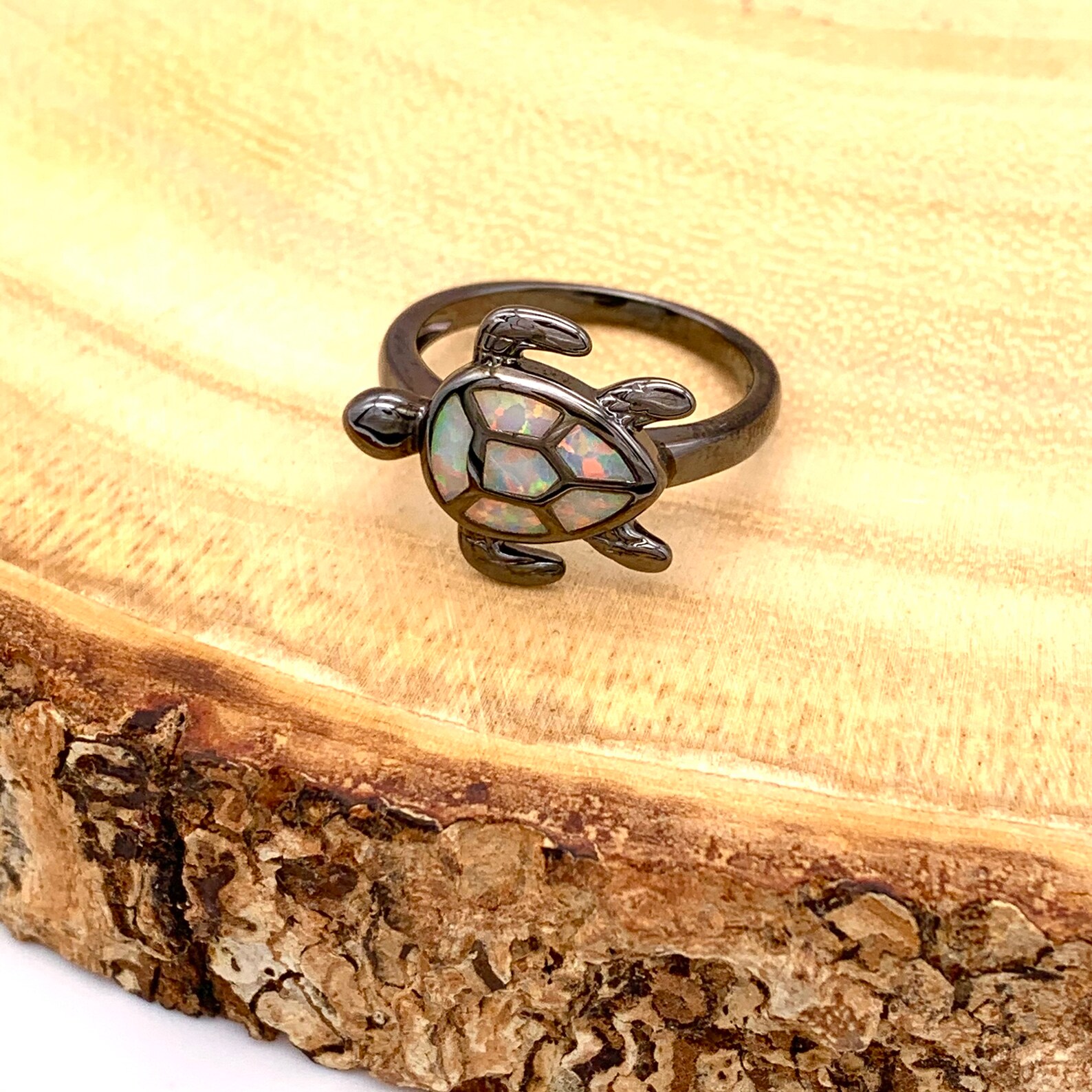 Black Gold Turtle Ring, White Opal Turtle Ring, Gold Opal Turtle Ring ...