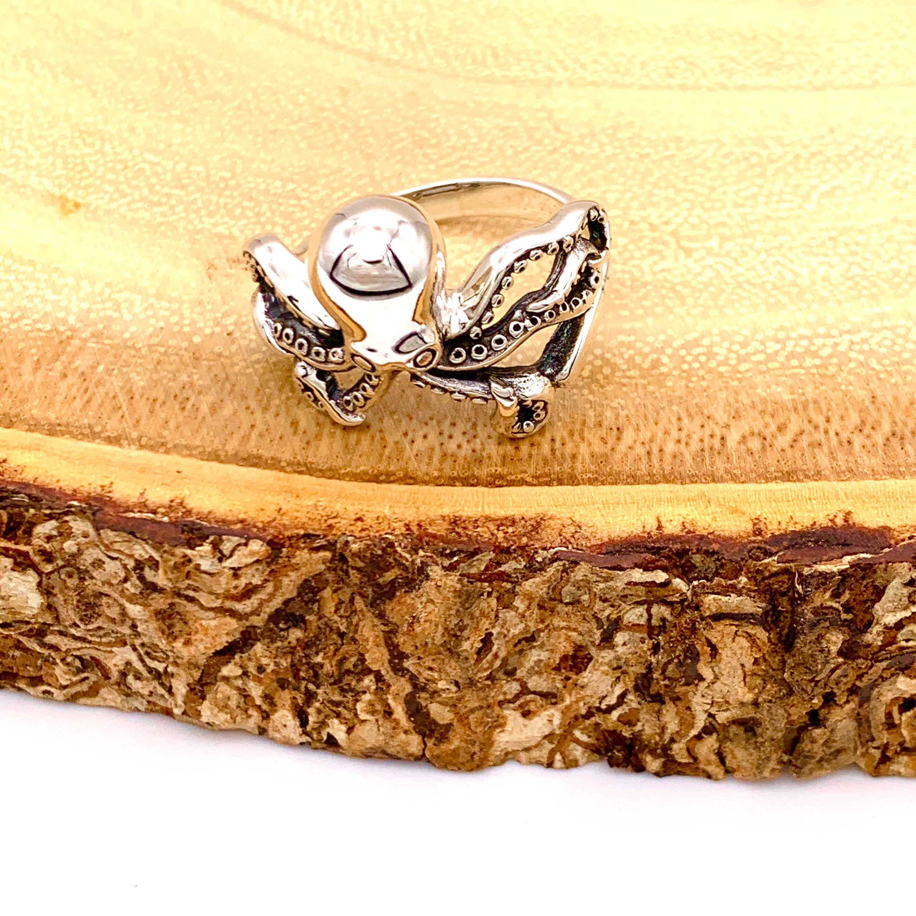 Silver Octopus Ring Pure Polished Sterling Silver Octopus | Etsy