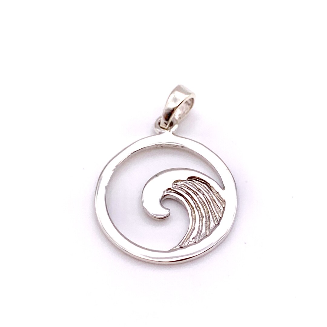 Silver Wave Pendant, Japanese Wave Necklace, Japanese Style Wave ...