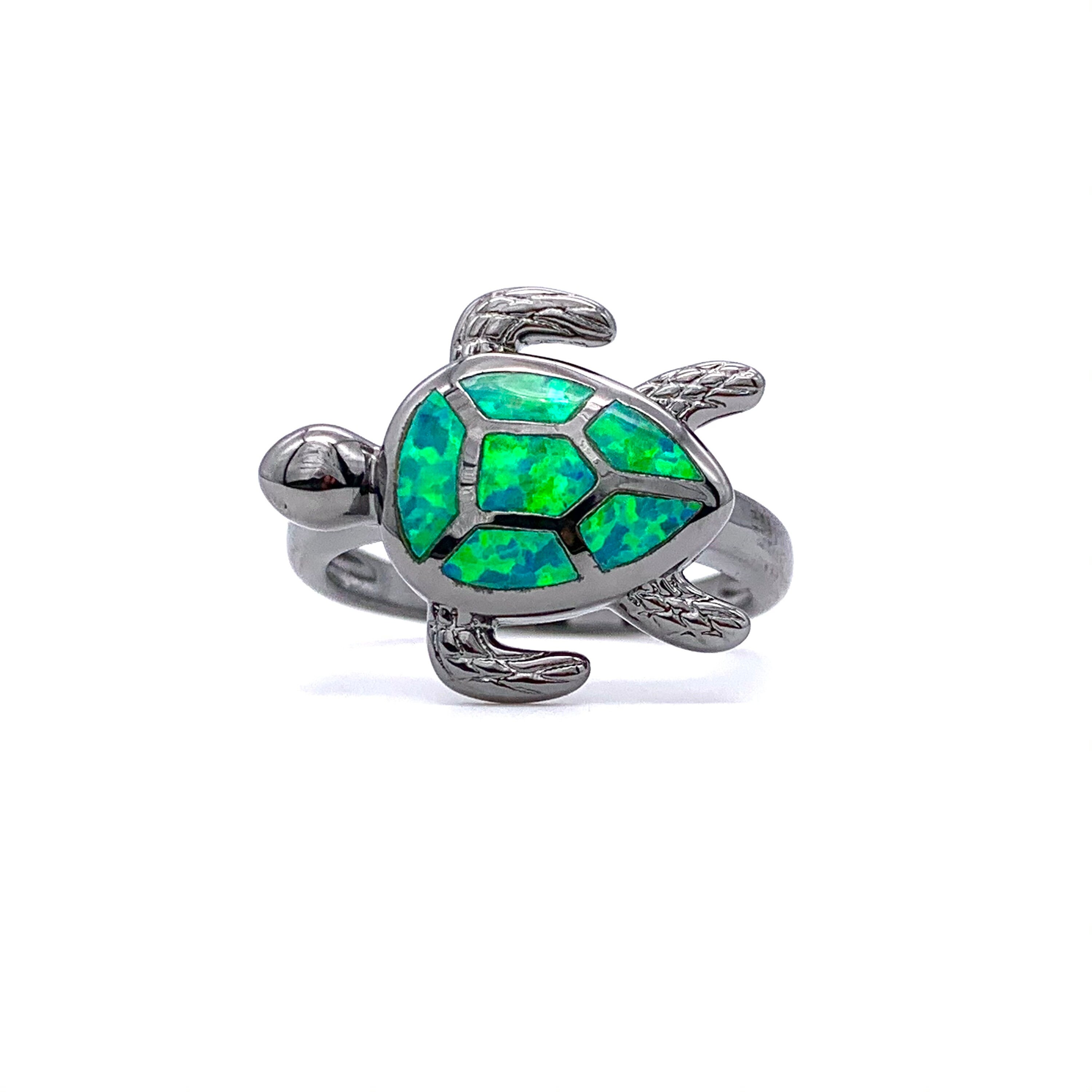 Black Gold Turtle Ring Green Opal Turtle Ring Gold Opal - Etsy