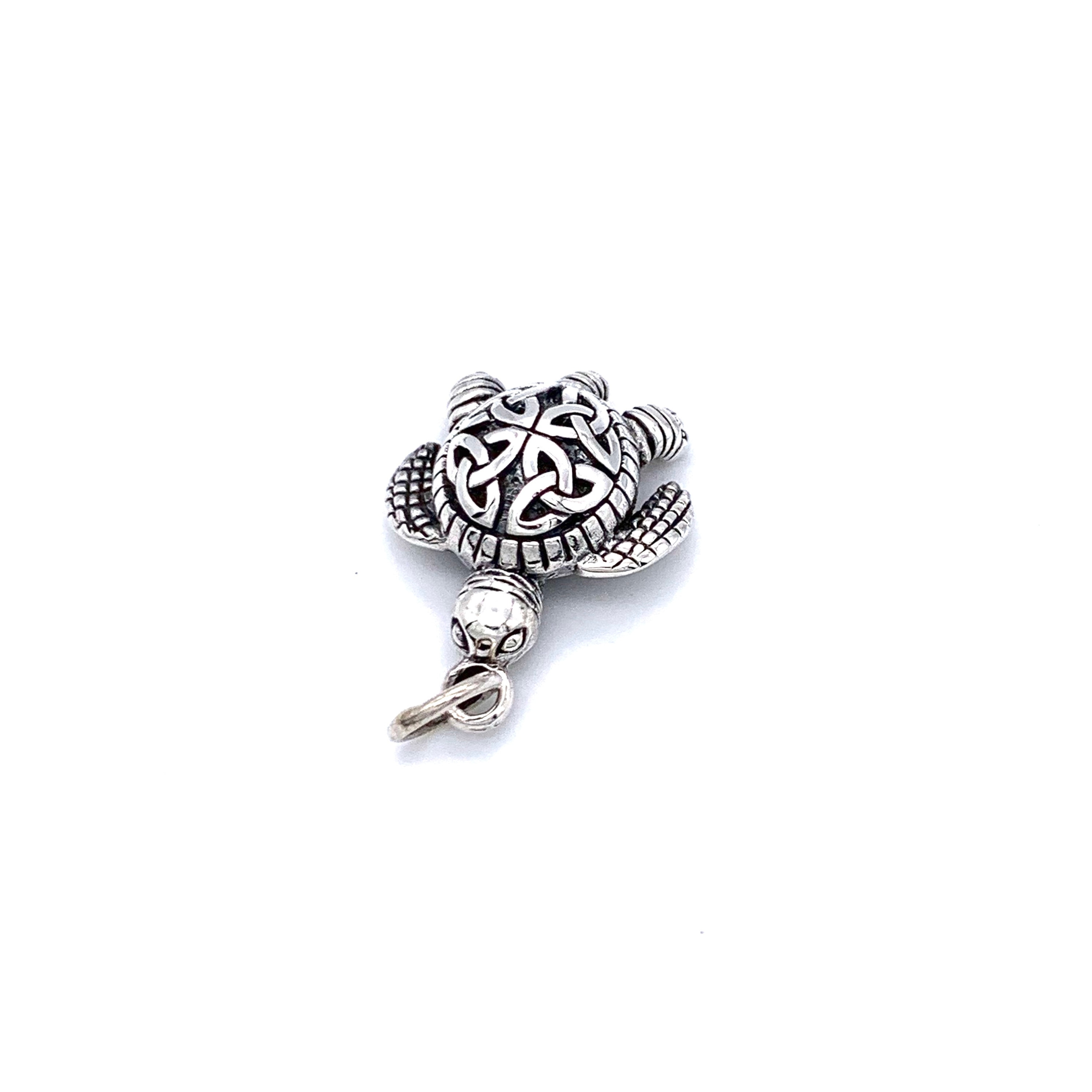 Silver Turtle Pendant Celtic Turtle Pendant Oxidized 925 - Etsy