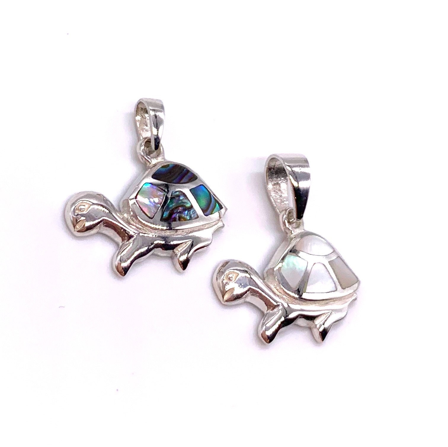 Silver Turtle Pendant, Abalone Shell or MOP Shell, Comes With a FREE ...
