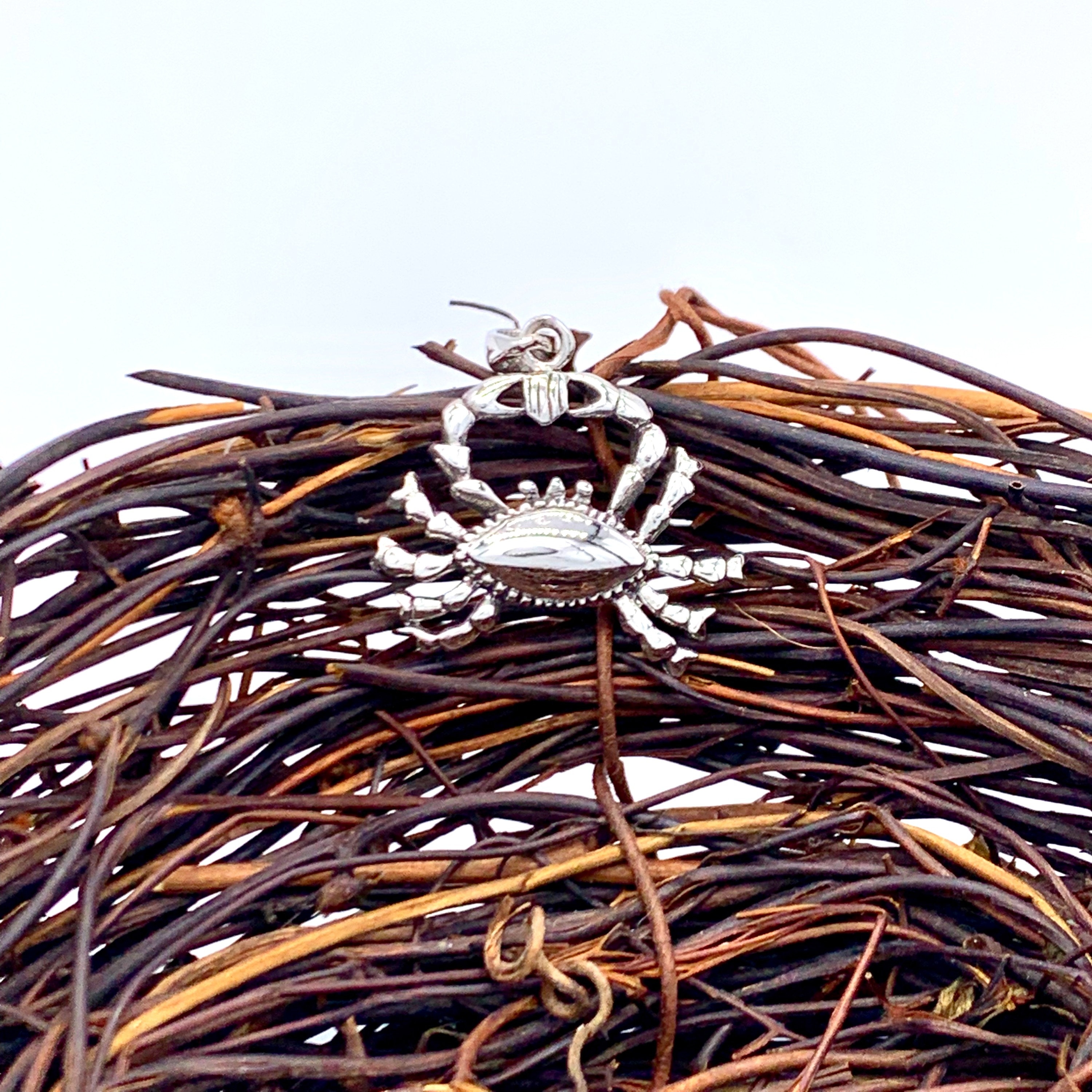 Silver Crab Pendant 925 sterling silver Clinging Crab | Etsy