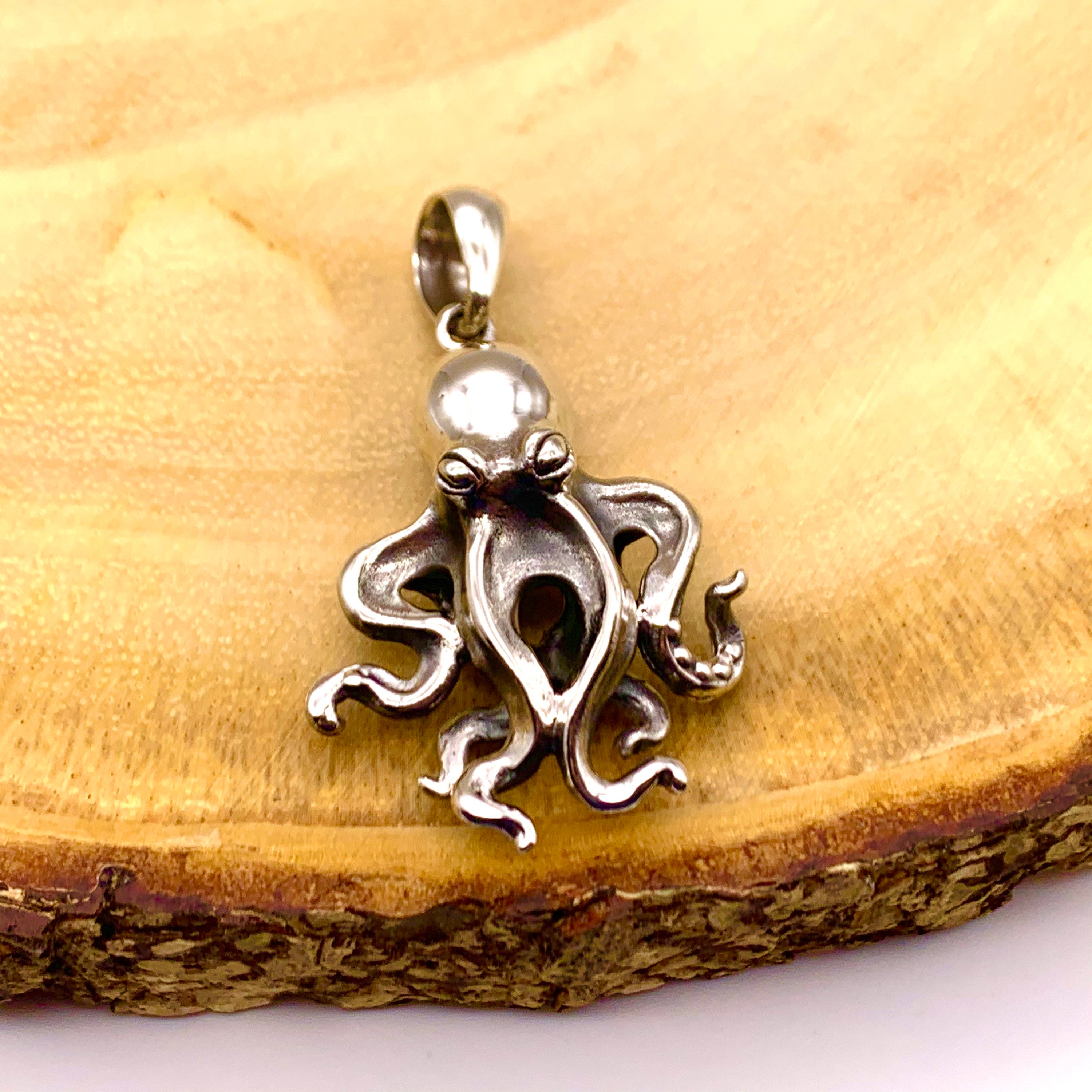 Silver Octopus Pendant Realistic Solid 925 Sterling Silver | Etsy