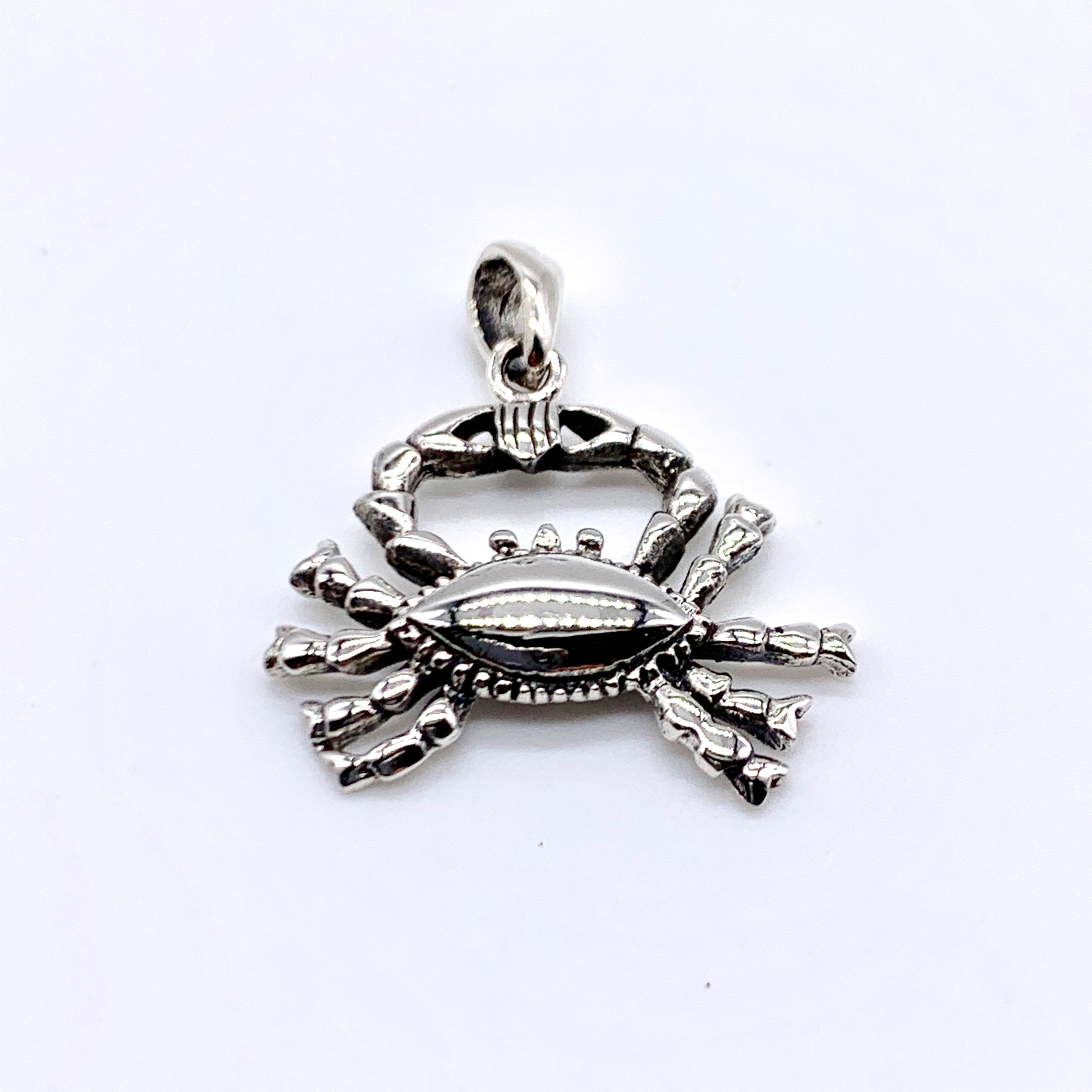 Silver Crab Pendant 925 sterling silver Clinging Crab | Etsy