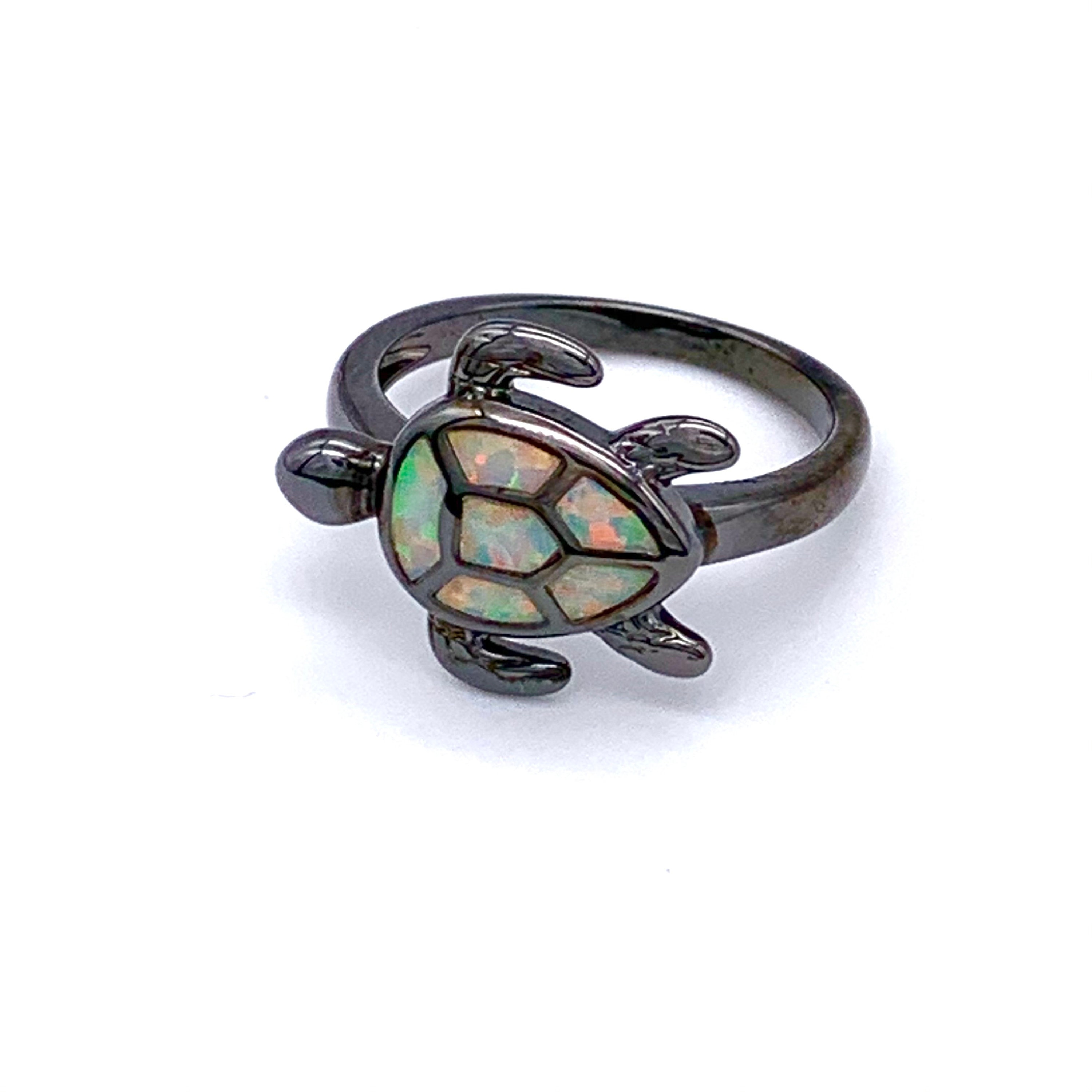 Black Gold Turtle Ring, White Opal Turtle Ring, Gold Opal Turtle Ring ...