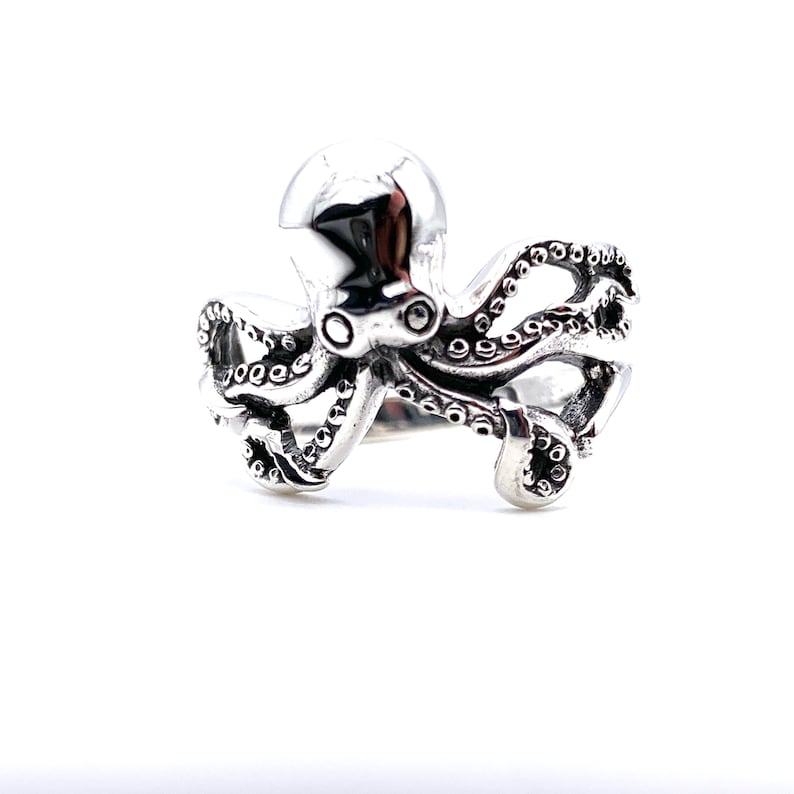 Silver Octopus Ring Pure Polished Sterling Silver Octopus - Etsy