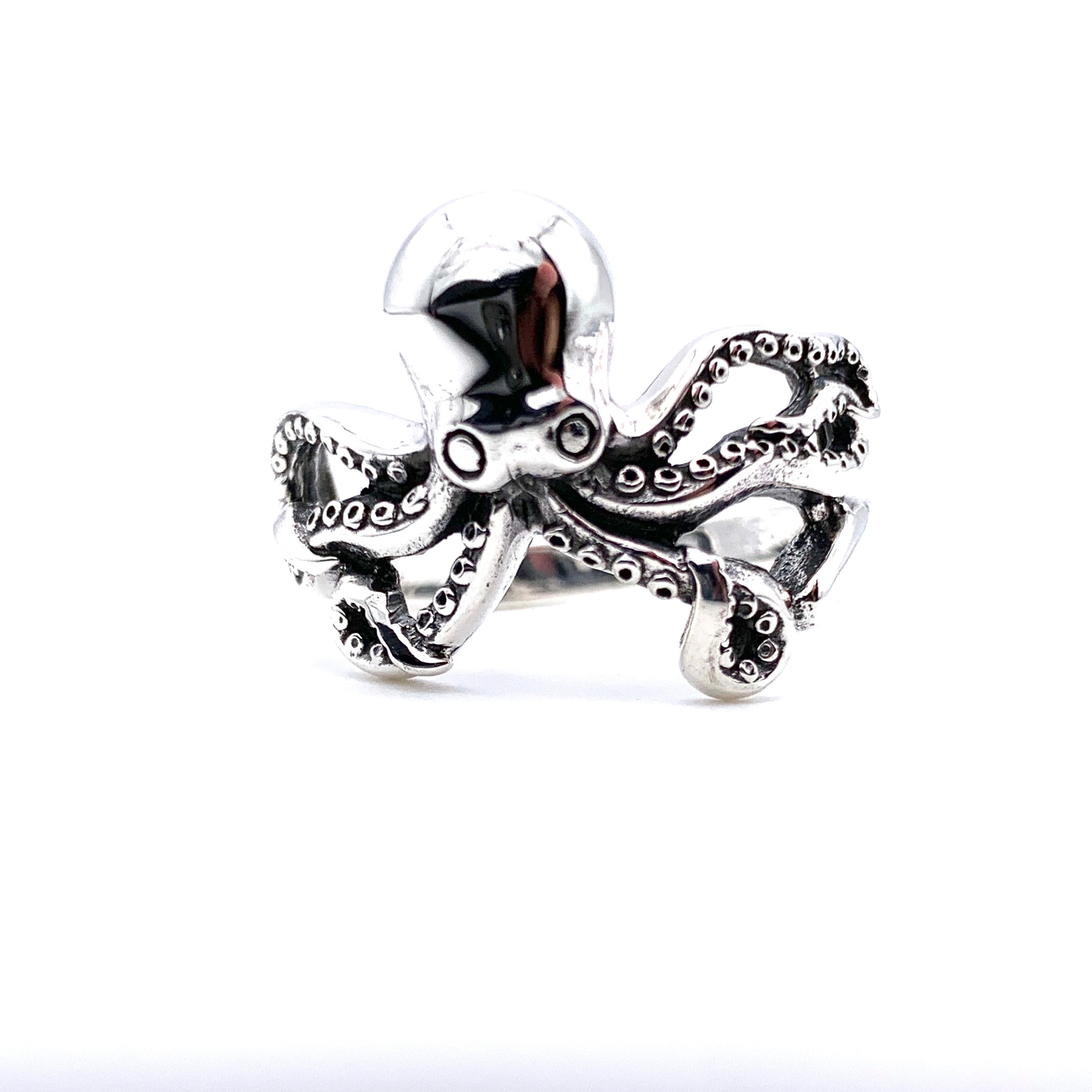 Silver Octopus Ring Pure Polished Sterling Silver Octopus | Etsy