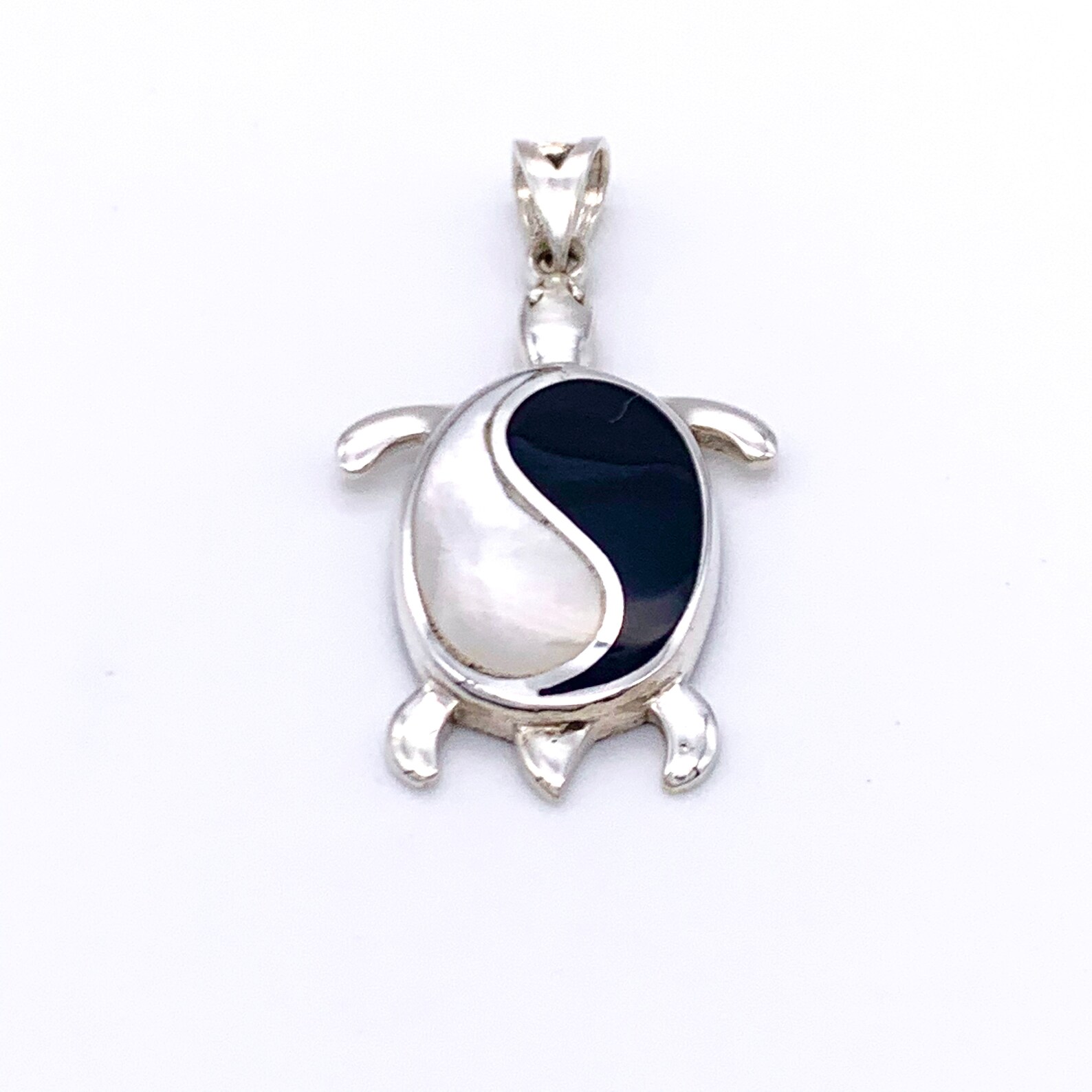 Silver Turtle Pendant Chinese Yin Yang Turtle With Mother of - Etsy UK
