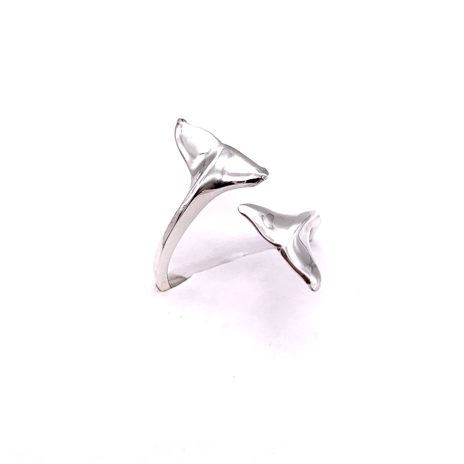 925 Silver Double Whale Tail Ring - Etsy