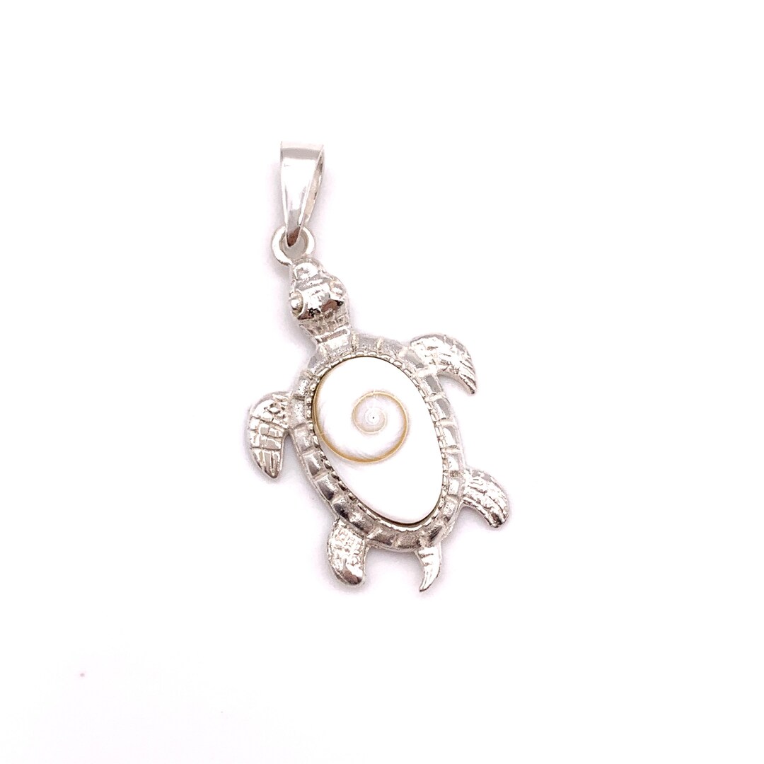 Sterling Silver Turtle Pendant Necklace With Shiva Shell - Etsy