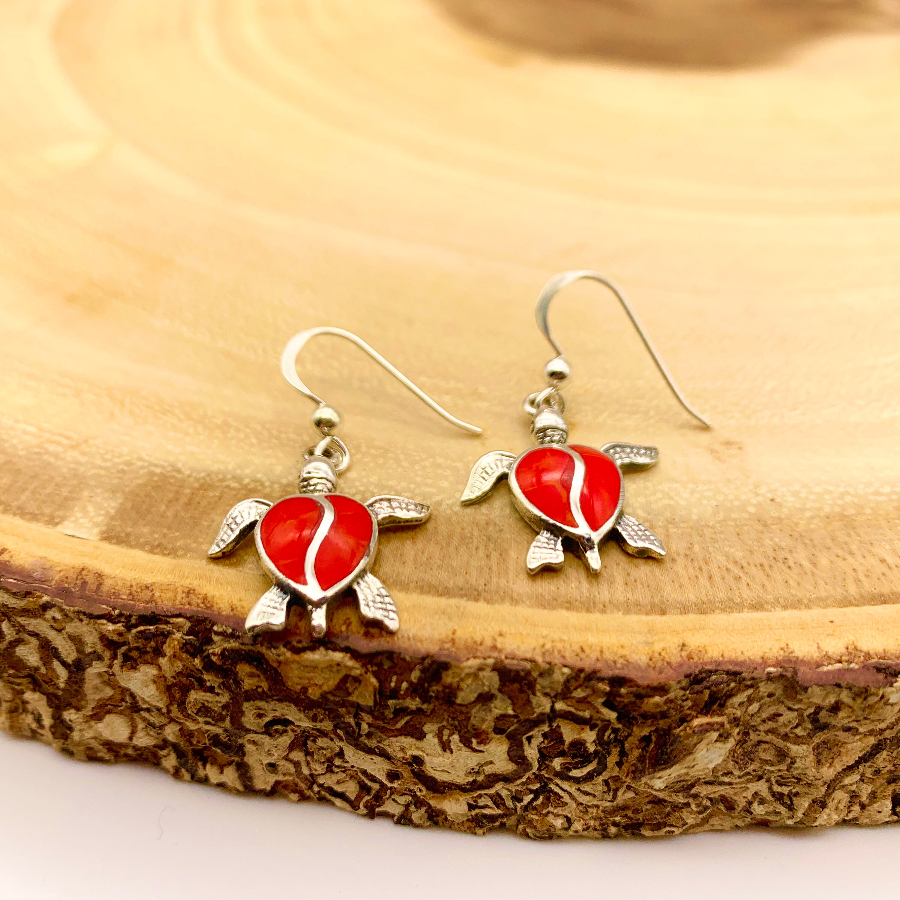 Silver Turtle Earrings Silver Turtle Hook Style Earrings | Etsy