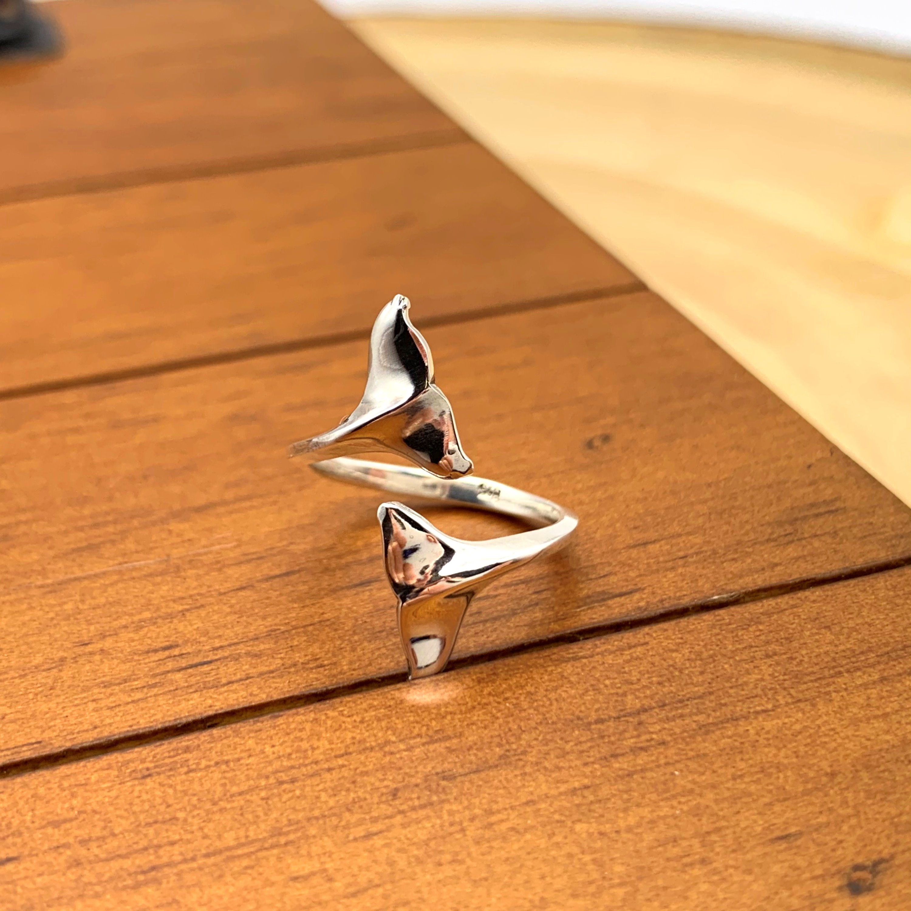 925 Silver Double Whale Tail Ring - Etsy