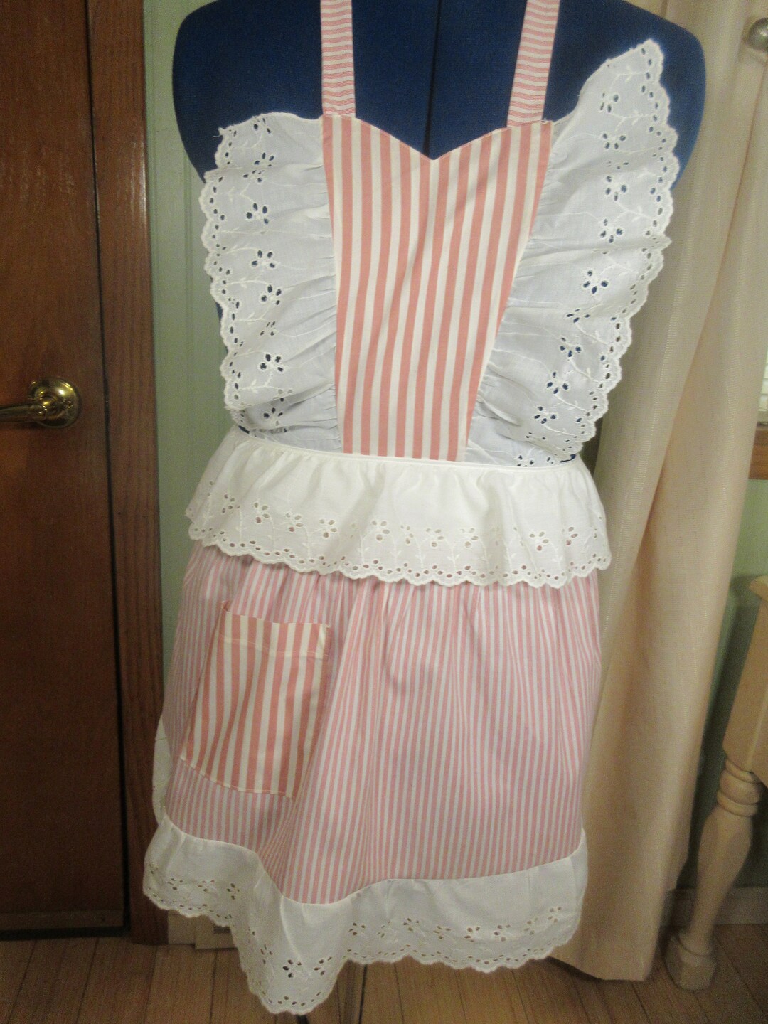 Apron for Women. Candy Stripe With Plenty of Eyelet Lace. Very ...