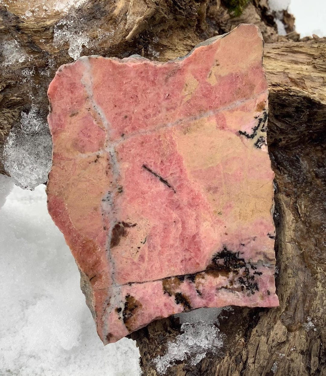 Rhodonite (# 26) Polished Picture Stone Slab / Pink Natural Stone ...