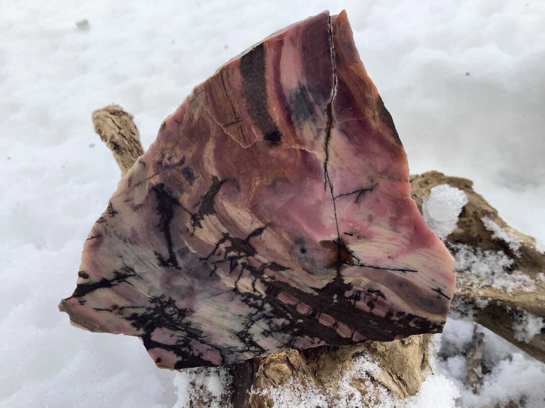 AMAZING /// Rhodonite Polished Picture Stone Slab / Pink Natural Stone ...