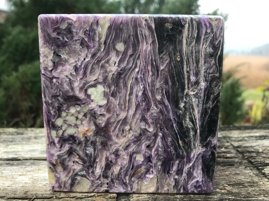 Charoite Slab 94*96*20 Mm / With Aegirine , Calcite and Beautiful ...