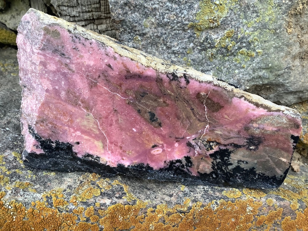 Rhodonite Polished Picture Stone Slab / Pink Natural Stone Polished ...