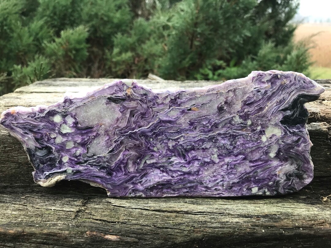 Charoite Slab 190*75*7 Mm / With Aegirine , Calcite and Beautiful ...
