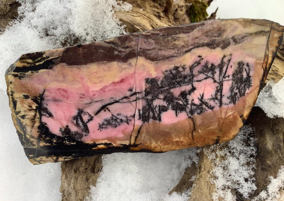 Rhodonite (# 24) Polished Picture Stone Slab / Pink Natural Stone ...