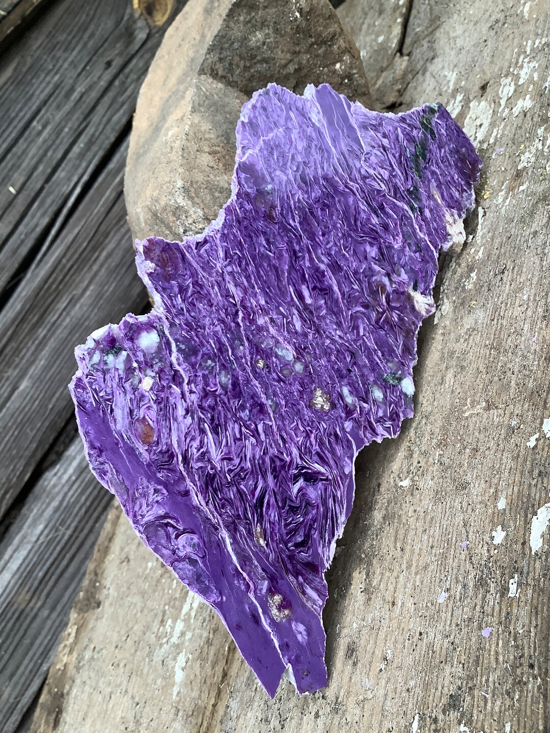 Polished Charoite Sample With Natural Inclusions Rare Gemstone From ...