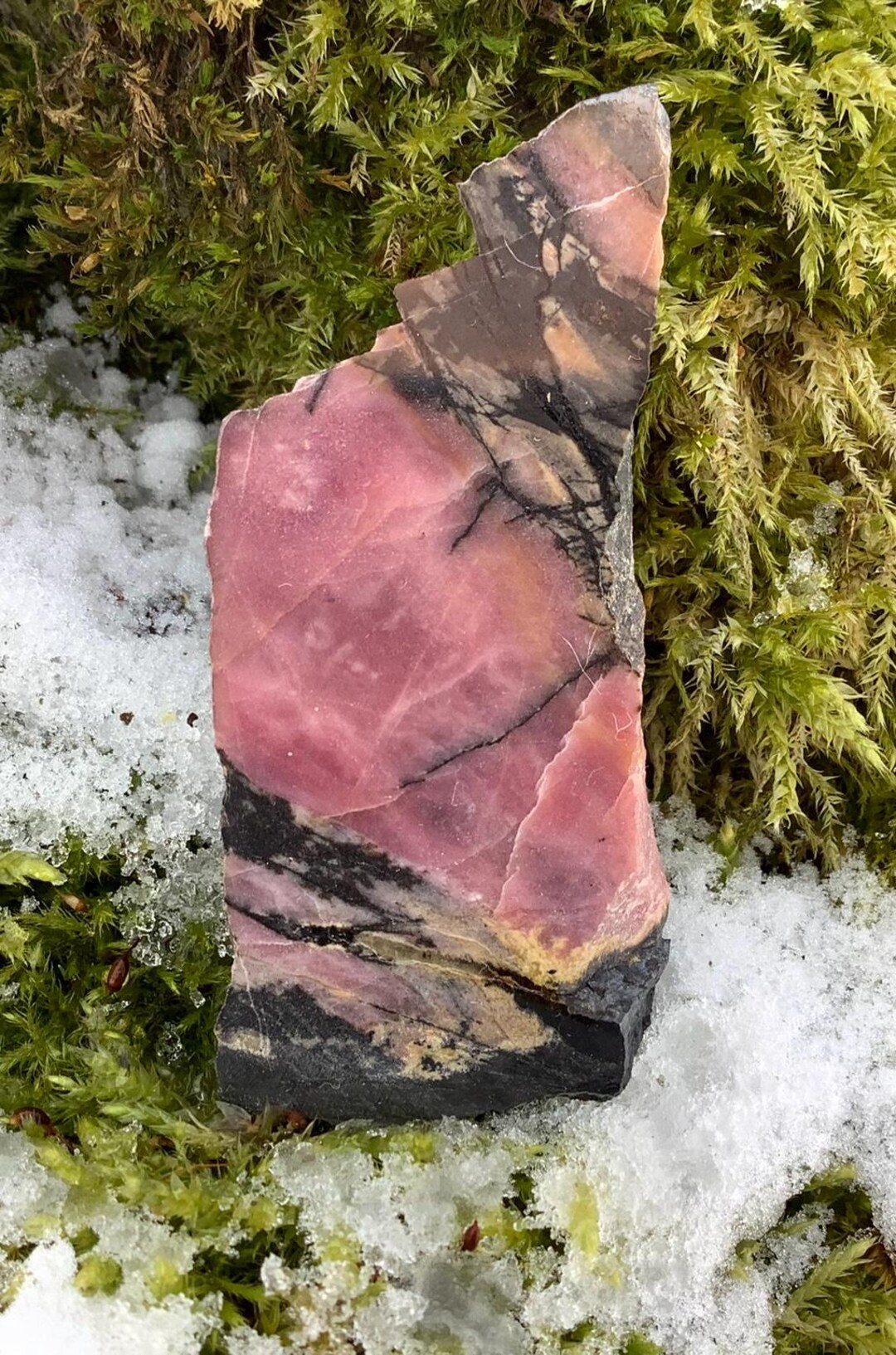 Rhodonite (# 32) Polished Picture Stone Slab / Pink Natural Stone ...
