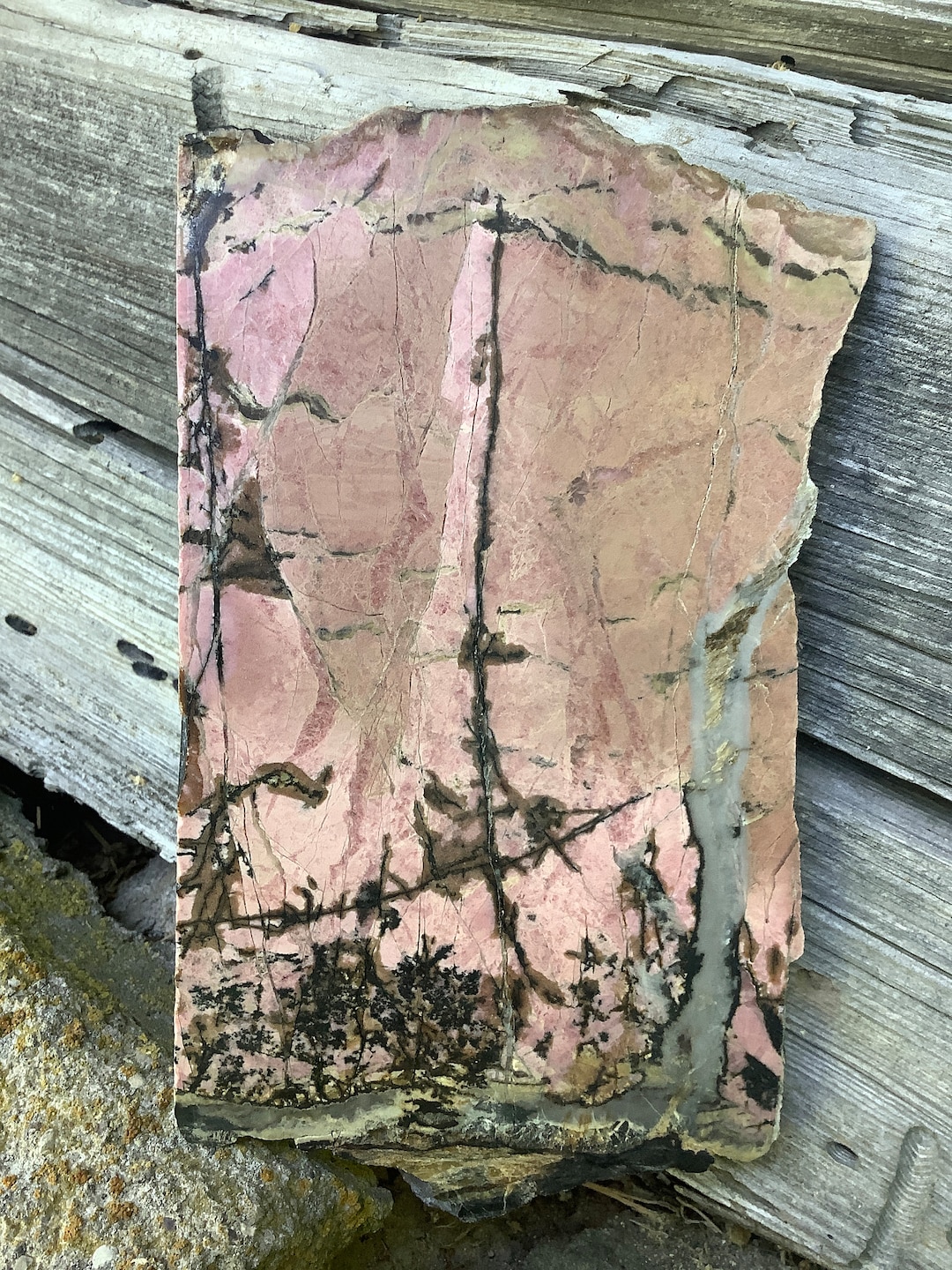 HUGE / Rhodonite Polished Picture Stone Slab / Pink Natural Stone ...
