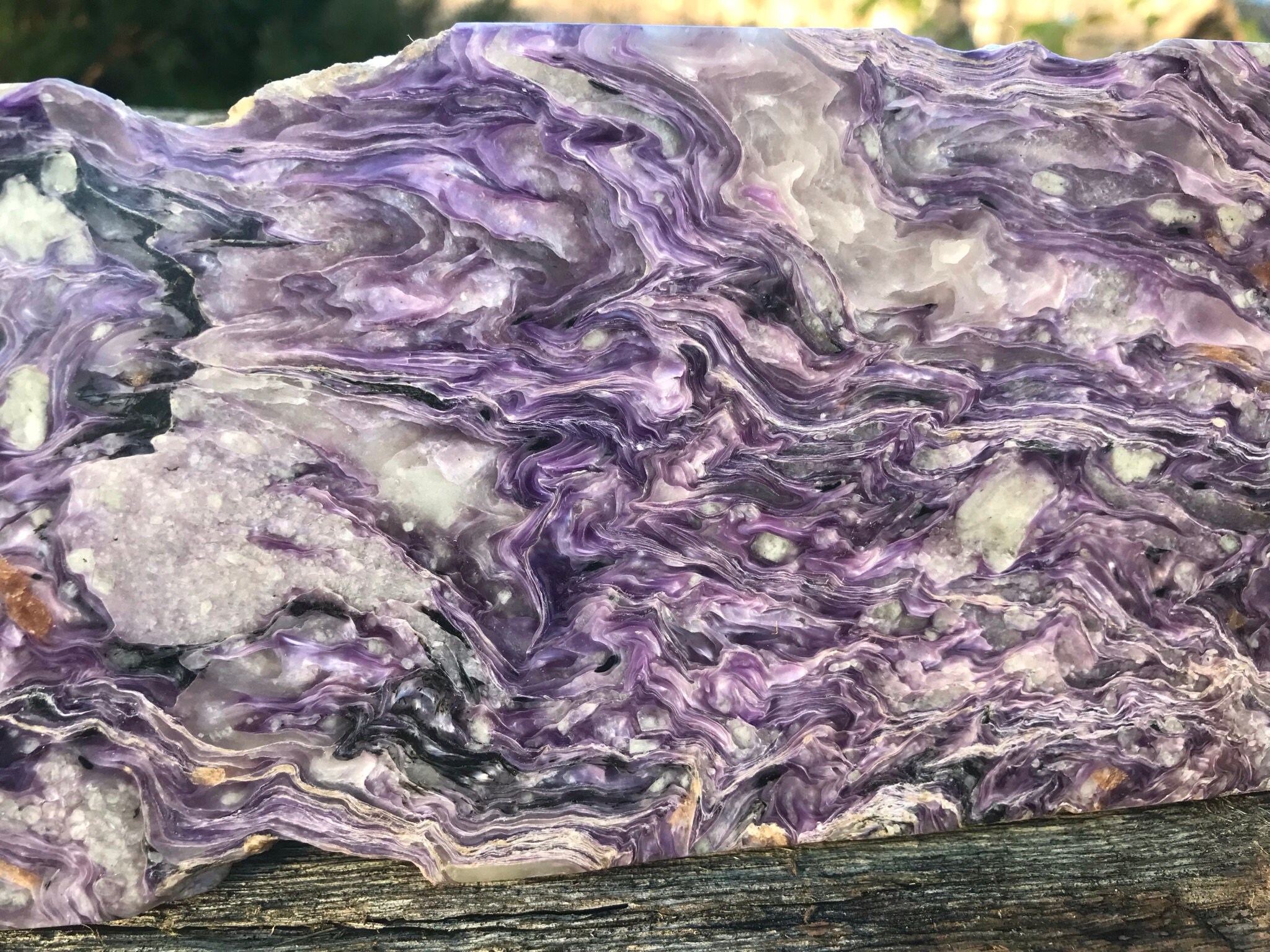 Charoite Slab 370*90*6 Mm / With Aegirine , Calcite and Beautiful ...