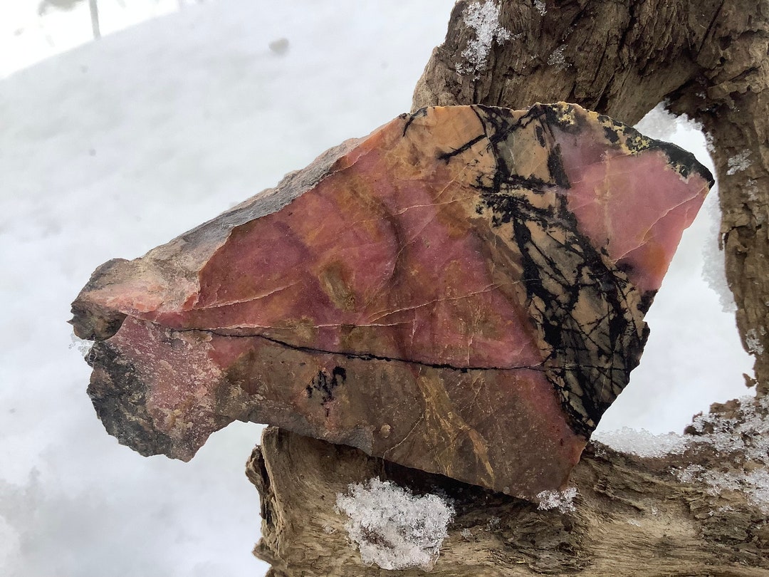 Rhodonite (# 28) Polished Picture Stone Slab / Pink Natural Stone ...