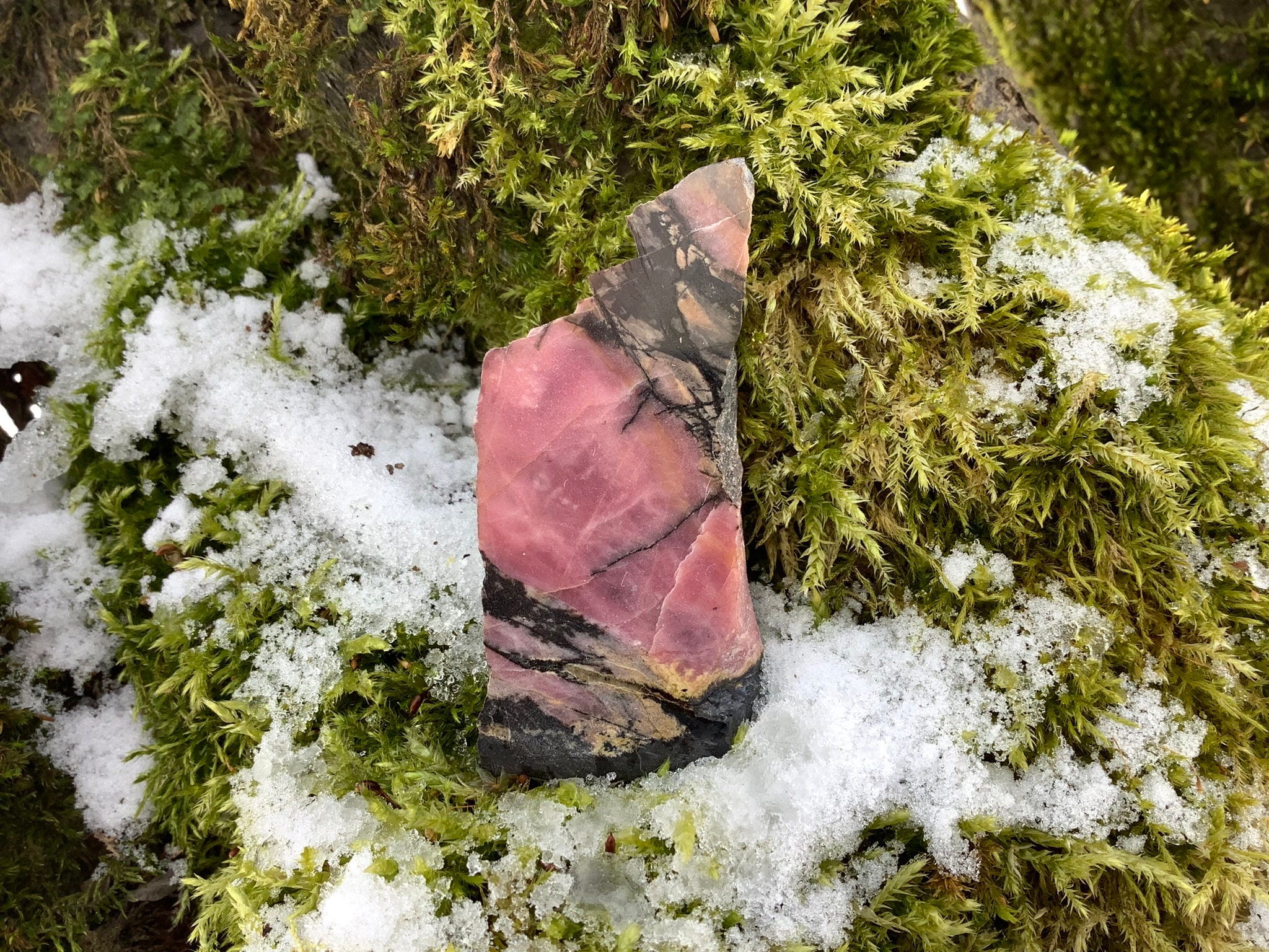 Rhodonite (# 32) Polished Picture Stone Slab / Pink Natural Stone ...