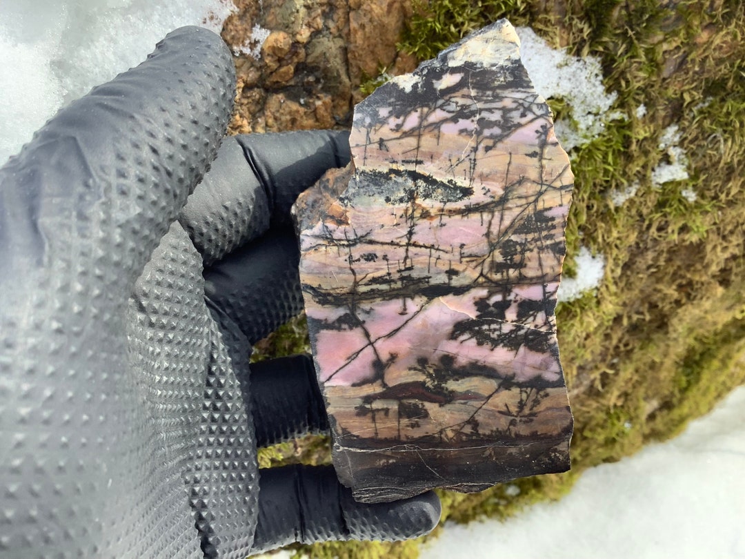 AMAZING /// Rhodonite Polished Picture Stone Slab / Pink Natural Stone ...