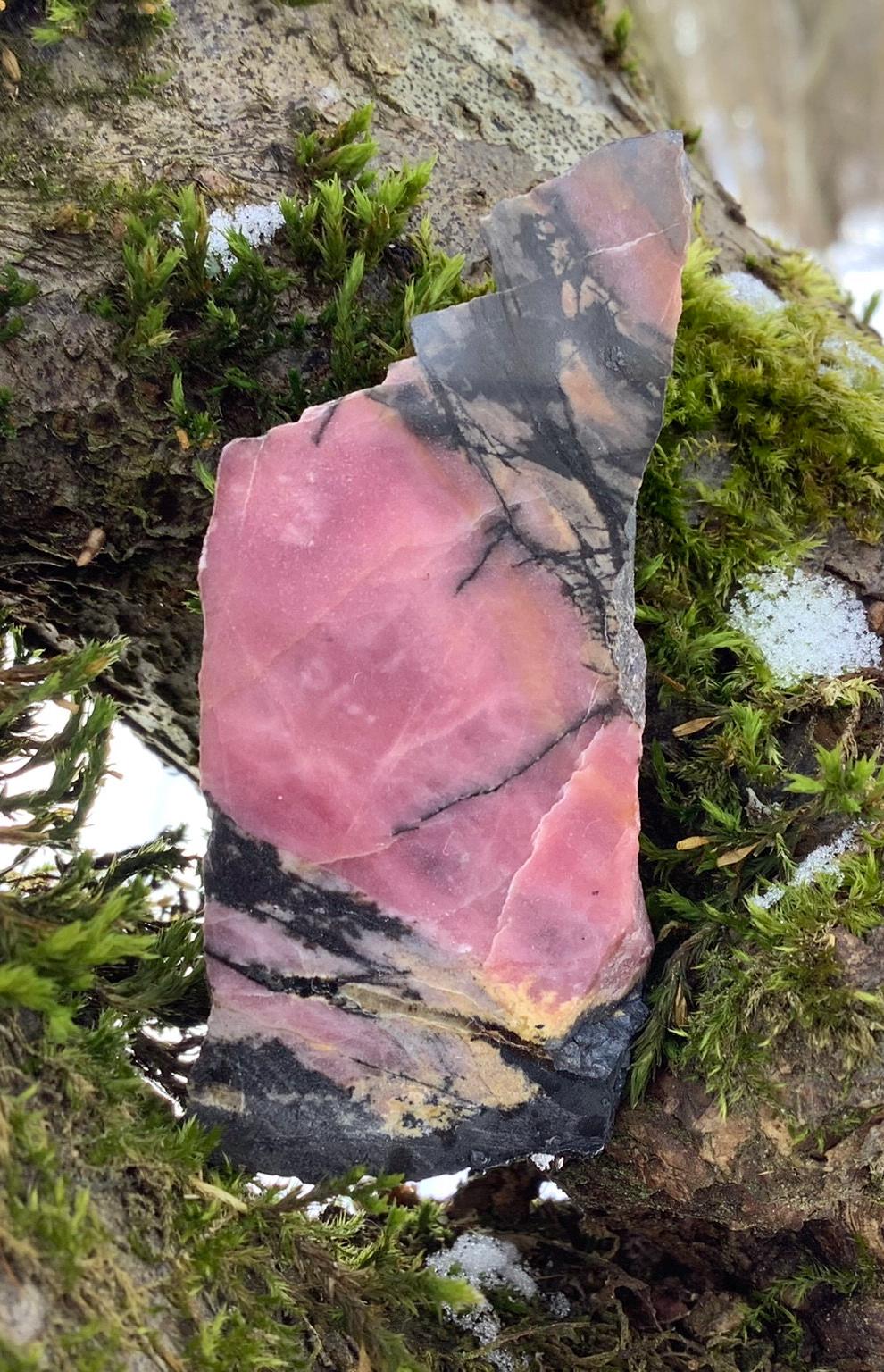 Rhodonite (# 32) Polished Picture Stone Slab / Pink Natural Stone ...