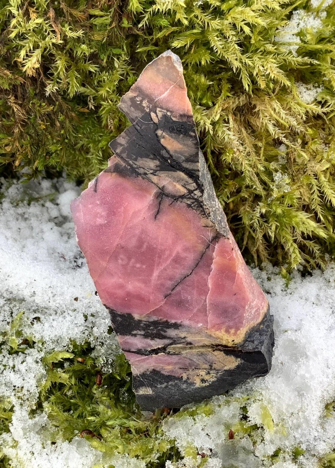 Rhodonite (# 32) Polished Picture Stone Slab / Pink Natural Stone ...