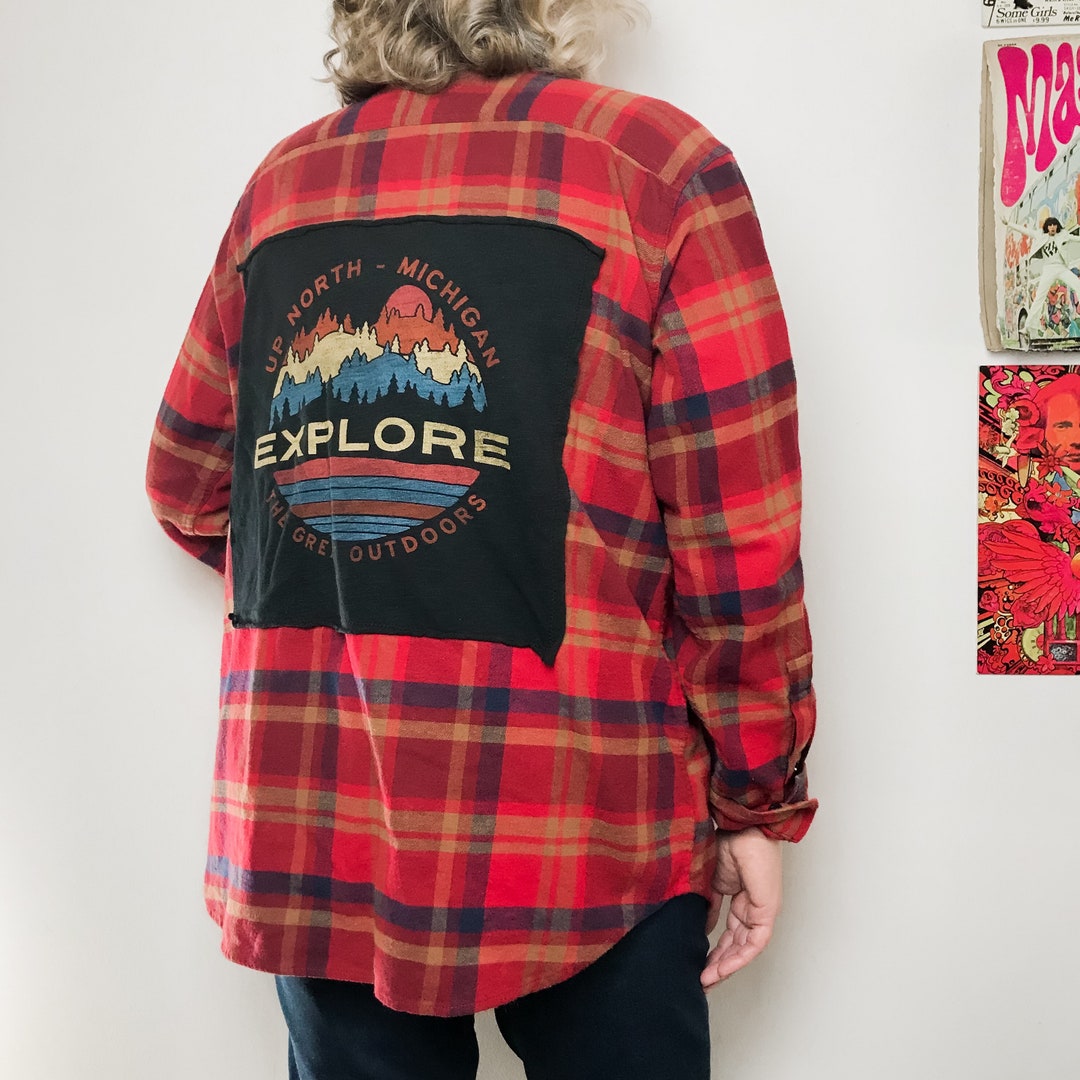 Reworked up North Michigan Flannel - Etsy UK