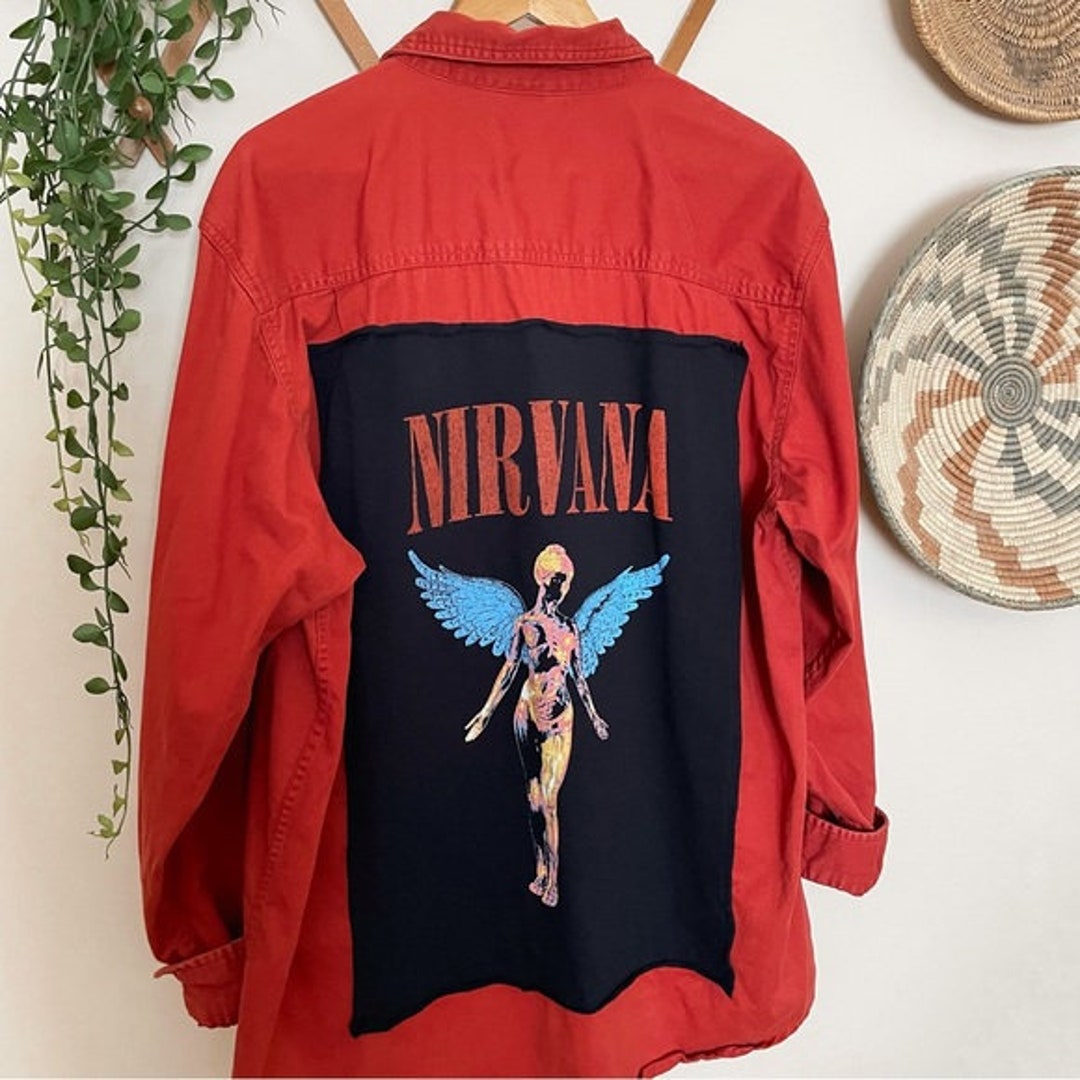 Reworked Nirvana Button Down Shirt Jacket - Etsy