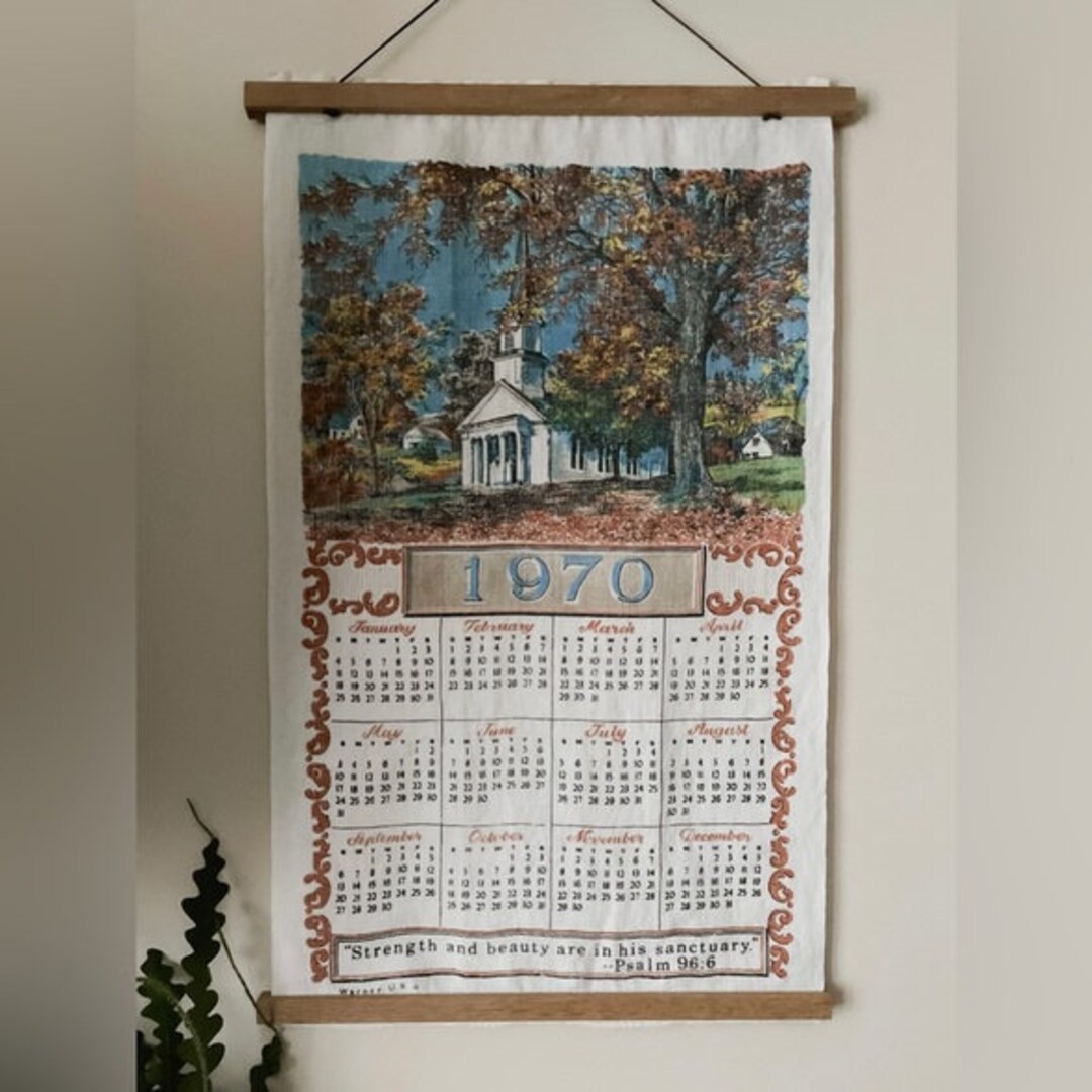 Vintage 1970 Calendar Church Linen Tea Towel - Etsy