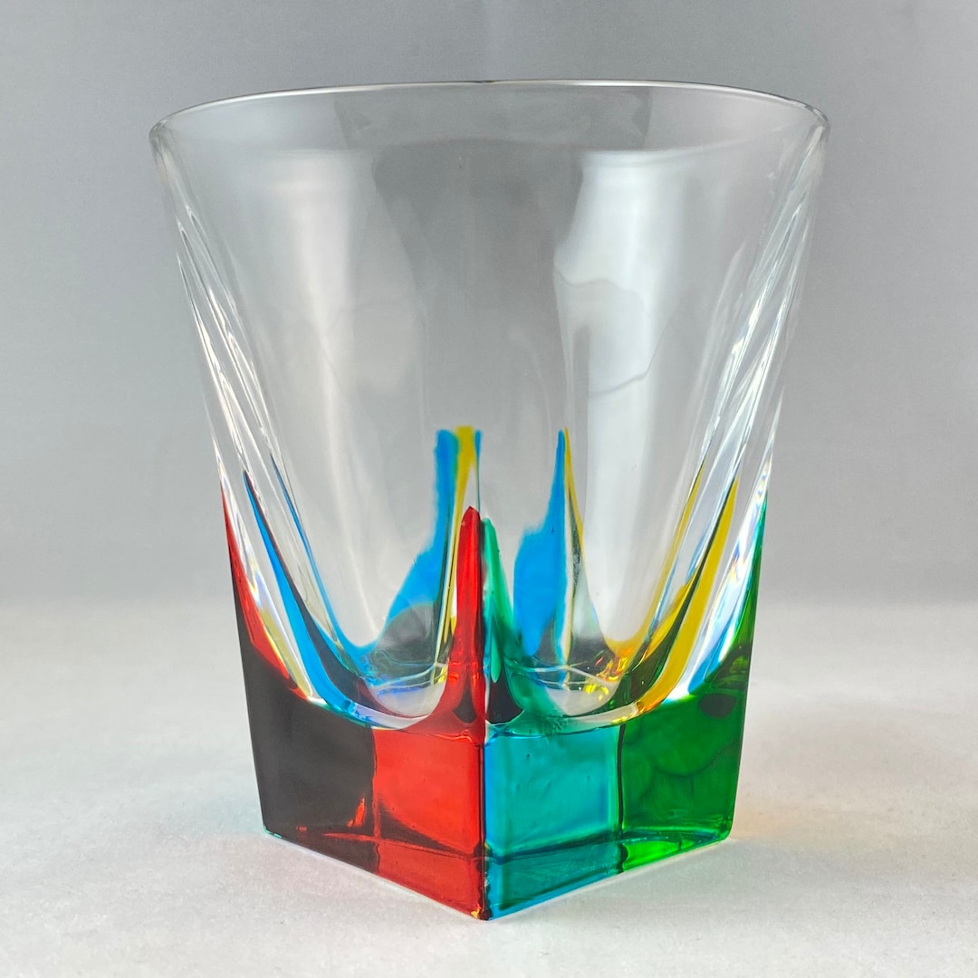 Venetian Glass Fusion Whiskey Tumbler - Handmade in Italy, Colorful ...