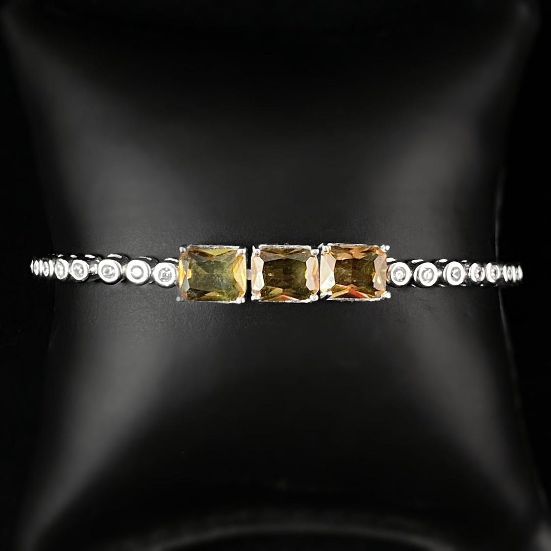 Triple Square Cut Zultanite Stone Silver Chain Bracelet - Hittite - Etsy